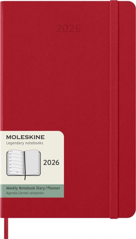 Moleskine 2026 weekly diary large 13x21 red hard cover
